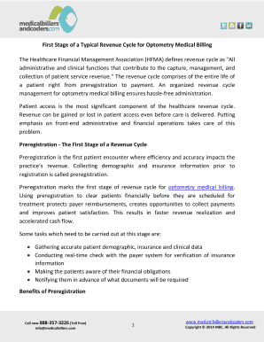 Fillable Online First Stage of a Typical Revenue Cycle for Optometry ...