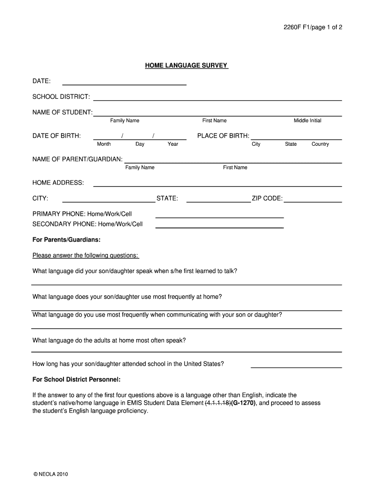 Fillable Online trotwood k12 oh Home Language Survey 2012-13xls Fax ...