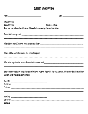 Fillable Online veronaschools CURRENT EVENT OUTLINE Student - Verona ...