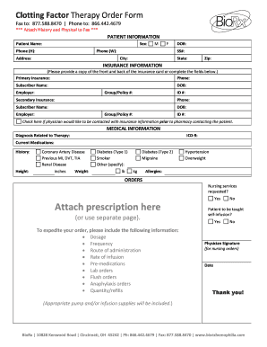 Fillable Online Attach prescription here - BioRx Hemophilia Fax Email ...
