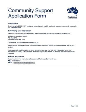 Fillable Online Community Support Application Form - Fortescue Metals ...