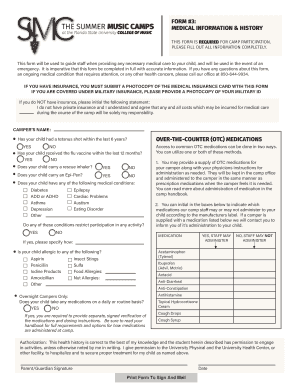 Fillable Online FORM 3 MEDICAL INFORMATION HISTORY Fax Email Print ...