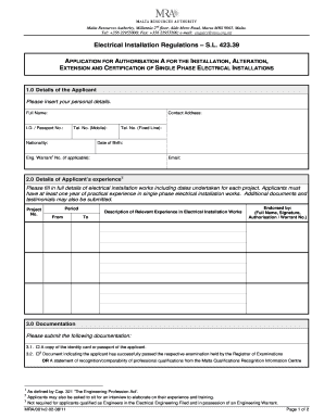 Fillable Online Authorisation A - Electrical Installations ...