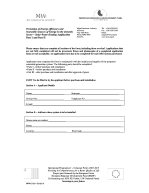 Fillable Online SWH Application form part I and part II 040210 - MRA ...