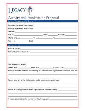 Fillable Online Activity and Fundraising Proposal Fax Email Print ...