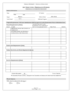 Fillable Online education indiana INDIANA UNIVERSITY SCHOOL OF ...