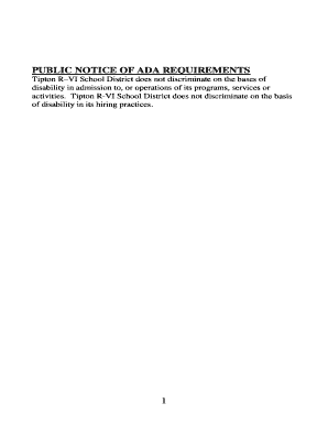 Fillable Online tipton k12 mo PUBLIC NOTICE OF ADA REQUIREMENTS VI ...