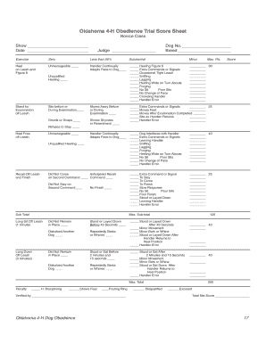 Fillable Online oklahoma4h okstate Oklahoma 4-H Obedience Trial Score ...