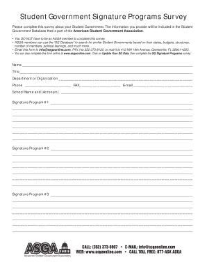 Fillable Online Student Government Signature Programs Survey Fax Email ...