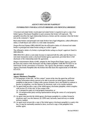 Fillable Online AGENCY DISCLOSURE PAMPHLET Fax Email Print - pdfFiller