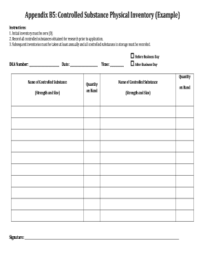 Fillable Online ehs research uiowa Appendix B5 Controlled Substance ...