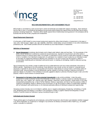 Fillable Online MCG NON-DISCRIMINATION ANTI-HARASSMENT POLICY Fax Email ...