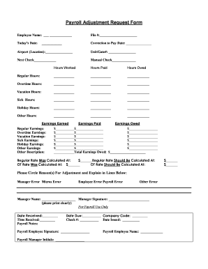 Fillable Online Payroll Adjustment Request Form - starconscom Fax Email Print - pdfFiller