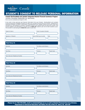 Fillable Online STUDENTS CONSENT TO RELEASE PERSONAL INFORMATION Fax Email Print - pdfFiller