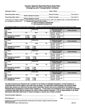 Fillable Online Emergency and Transportation Contacts Fax Email Print ...