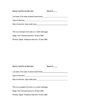 Fillable Online Source Card for an Interview - schoolsdcsdk12nvus Fax ...