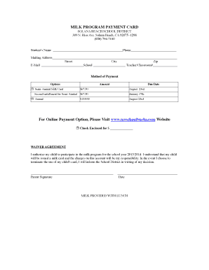 Fillable Online Milk Program Payment Card 13-14 Fax Email Print - pdfFiller