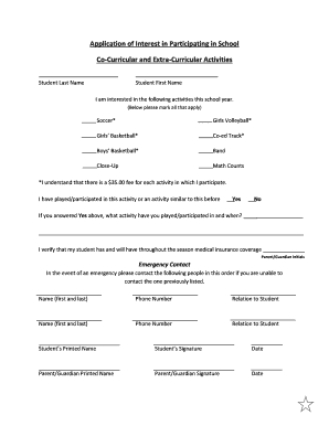 Fillable Online loloschools Application of Interest in Participating in ...