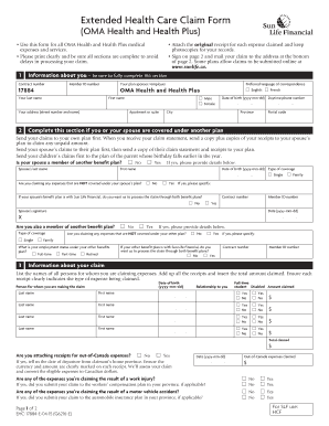 Fillable Online Extended Health Care Claim Form OMA Health and Health ...