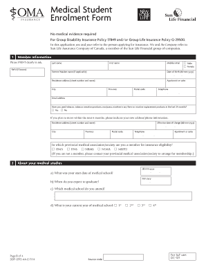 Fillable Online Medical Student Enrolment Form - OMA Insurance Fax ...