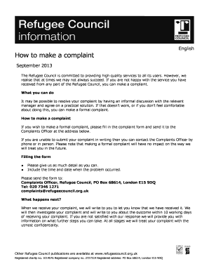 Fillable Online Complaint leaflet formEnglishdoc Fax Email Print ...