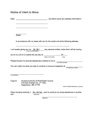 Fillable Online Notice of Intent to Move - hawcmdorg Fax Email Print ...