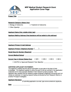 Fillable Online melanoma MELANOMA RESEARCH FOUNDATION (MRF) MEDICAL ...