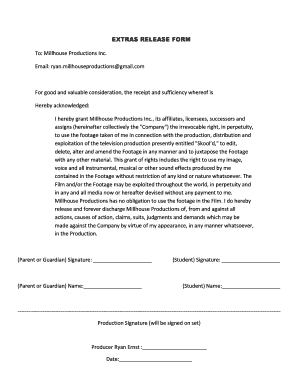 Fillable Online EXTRAS RELEASE FORM - nddonsorg Fax Email Print - pdfFiller