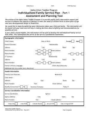 Fillable Online IFSP Start Date Fax Email Print - pdfFiller