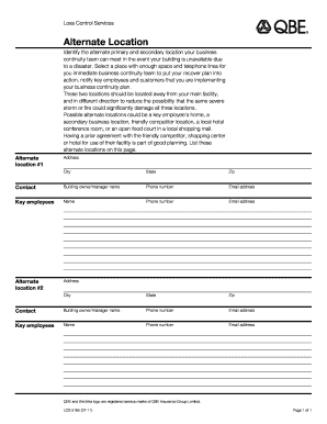 Fillable Online Alternate Location - QBE Insurance Fax Email Print - pdfFiller