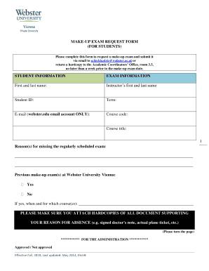Fillable Online MAKEUP EXAM REQUEST FORM Fax Email Print - pdfFiller
