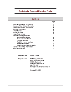 Fillable Online Confidential Personal Planning Profile Fax Email Print ...