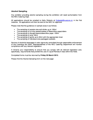 Fillable Online nus org Alcohol Sampling - National Union of Students ...
