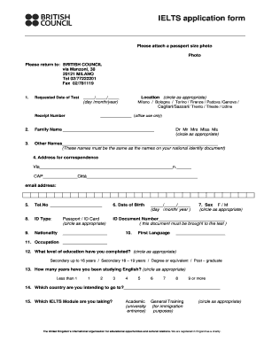 Fillable Online IELTS application form - Italo Britannica Fax Email Print - pdfFiller