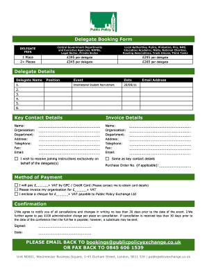 Fillable Online Delegate Booking Form - East Midlands Councils Fax ...