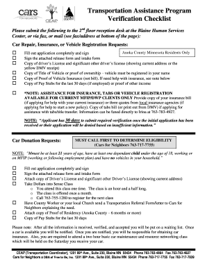 Fillable Online carsforneighbors Transportation Assistance Program ...