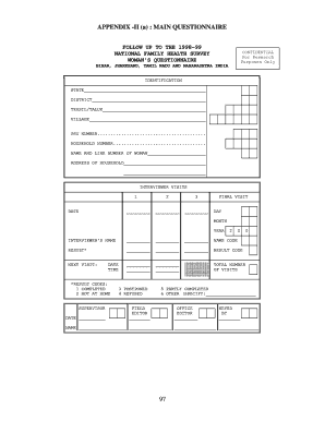 Fillable Online iipsindia APPENDIX II (a) MAIN QUESTIONNAIRE ...