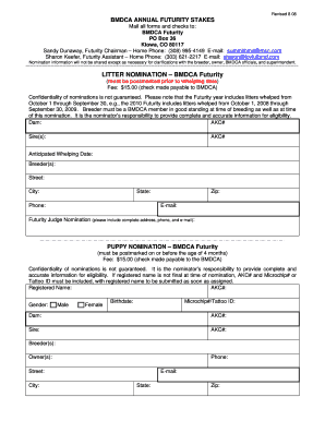 Fillable Online bmdca FuturityNominationFormRevised8081.doc Fax Email ...