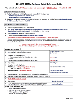 Fillable Online 2014 IRS 990N e-Postcard Quick Reference Guide Fax ...