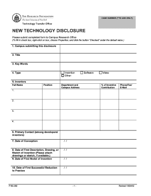 Fillable Online New Technology Disclosure Form pdf - Buffalo State ...