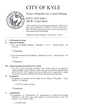 Fillable Online KYLE CITY HALL Fax Email Print - pdfFiller