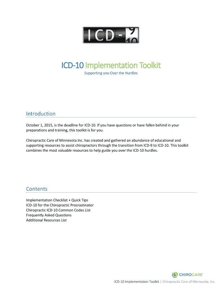 Fillable Online ICD-10 Implementation Toolkit Fax Email Print - pdfFiller