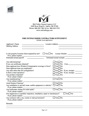 Fillable Online FIRE EXTINGUISHER CONTRACTORS SUPPLEMENT Include Fax ...