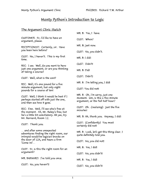 Fillable Online Monty Python's Argument Clinic Fax Email Print - pdfFiller