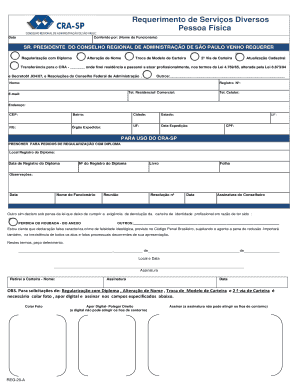 Preenchível Disponível crasp gov Requerimento de Servios Diversos ...