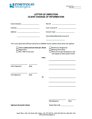 Fillable Online LETTER OF DIRECTION CLIENT CHANGE OF INFORMATION Fax ...