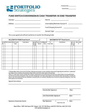 Fillable Online FUND SWITCHCONVERSIONIN CASH TRANSFER IN KIND TRANSFER ...