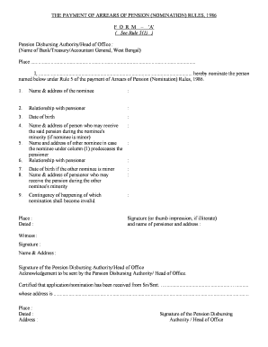 Fillable Online form Anomination for arrears of pensiondoc Fax Email ...