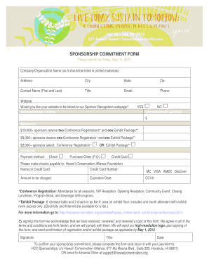 Fillable Online hawaiiconservation Sponsorship Form 2013 - Hawaii ...