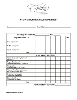 Fillable Online IFORMSC-317 Intervention Time Recording Sheet Fax Email ...